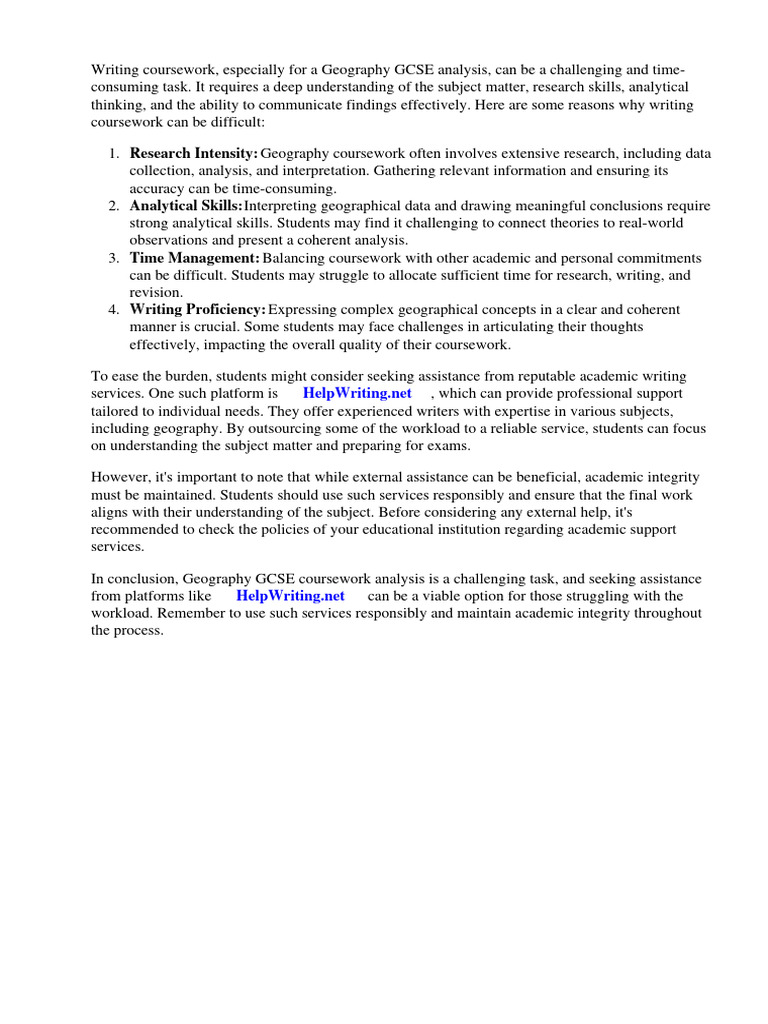 Geography Gcse Coursework Analysis | PDF | Thought