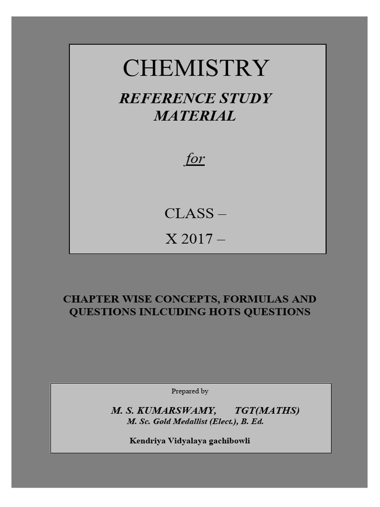 Class X Chemistry Study Material | PDF | Chemical Reactions | Chlorine