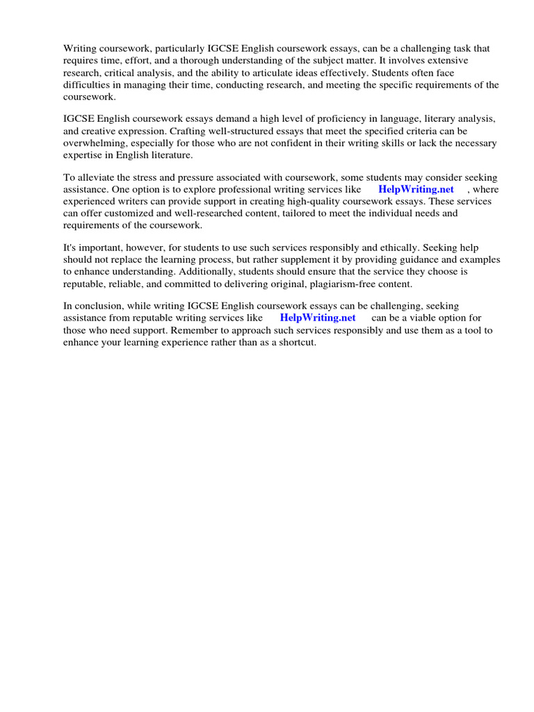 Igcse English Coursework Essays | PDF | Essays | English Language