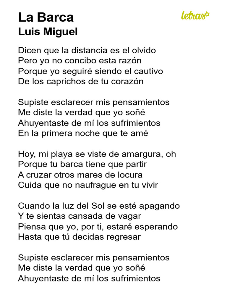LA BARCA - Luis Miguel (Impressão) 2 | PDF