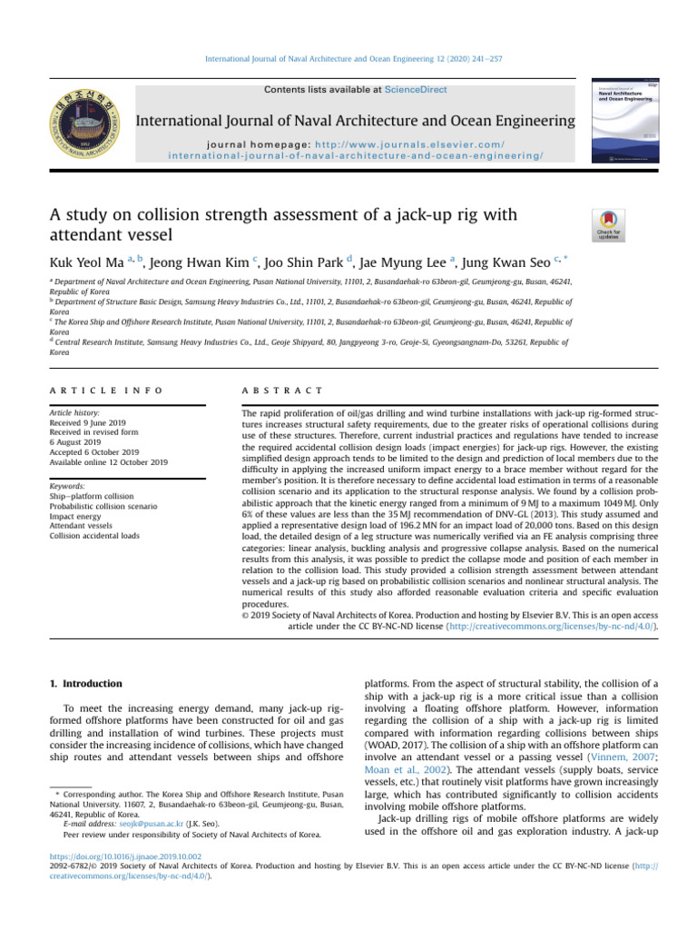A Study On Collision Strength Assessment of A Jack | PDF | Ships ...
