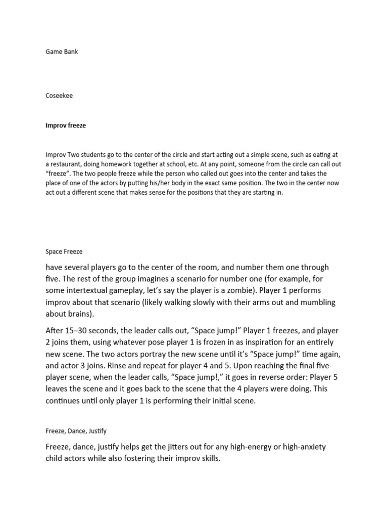 Homeroom Game Bank | PDF | Language Arts & Discipline | Self-Improvement