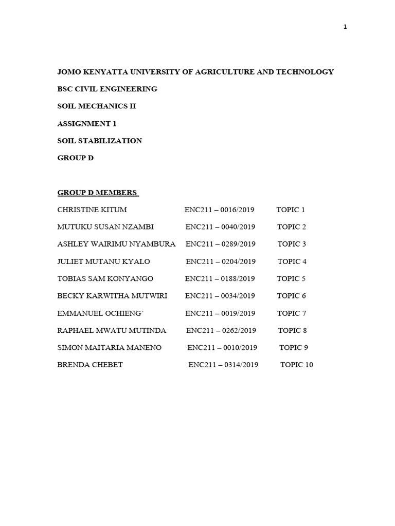 Soil Mech 2 Assignment I (1) - 1 | PDF | Lime (Material) | Cement