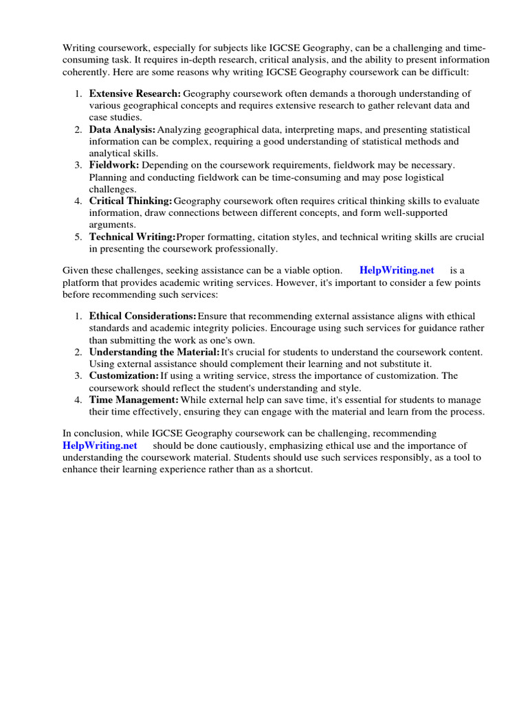 Igcse Geography Coursework Pdf Critical Thinking Tourism