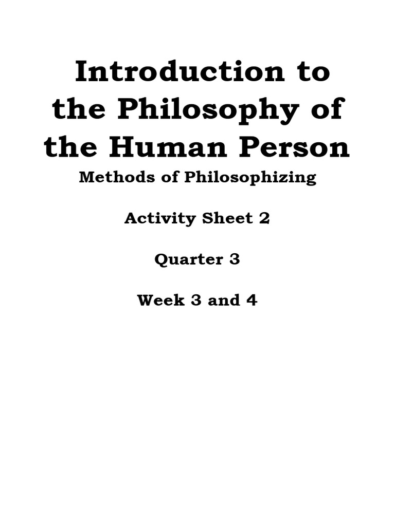 Philosophy Activity Sheet 2 | PDF | Phenomenology (Philosophy) | Truth