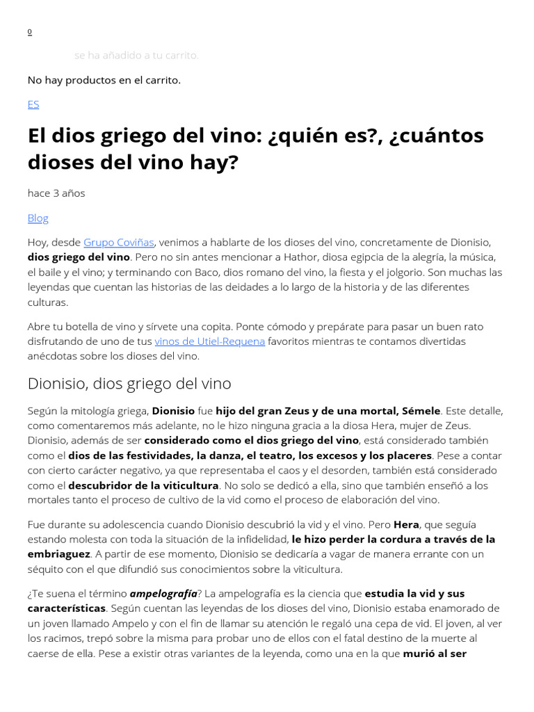 Dios Del Vino | PDF | Dioniso | Vino