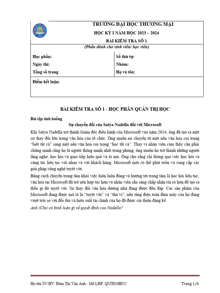 Format giấy thi | PDF