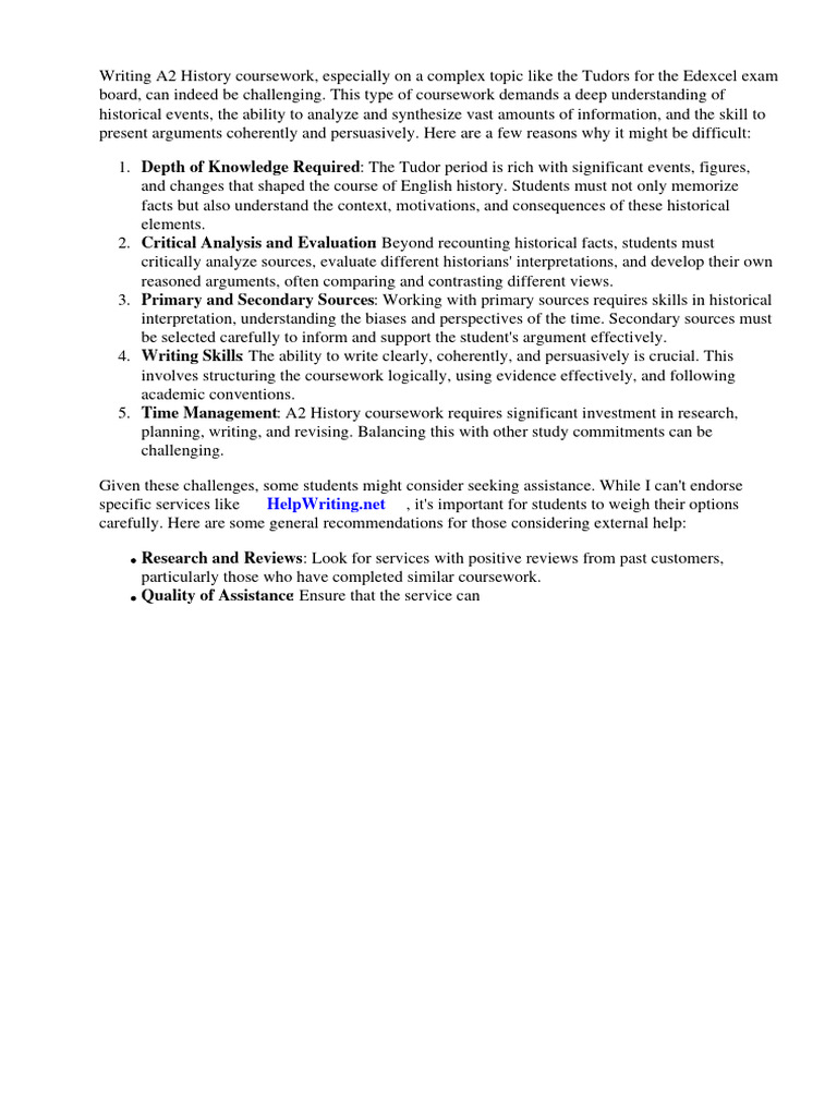 A2 History Coursework Edexcel Tudors | PDF | Critical Thinking