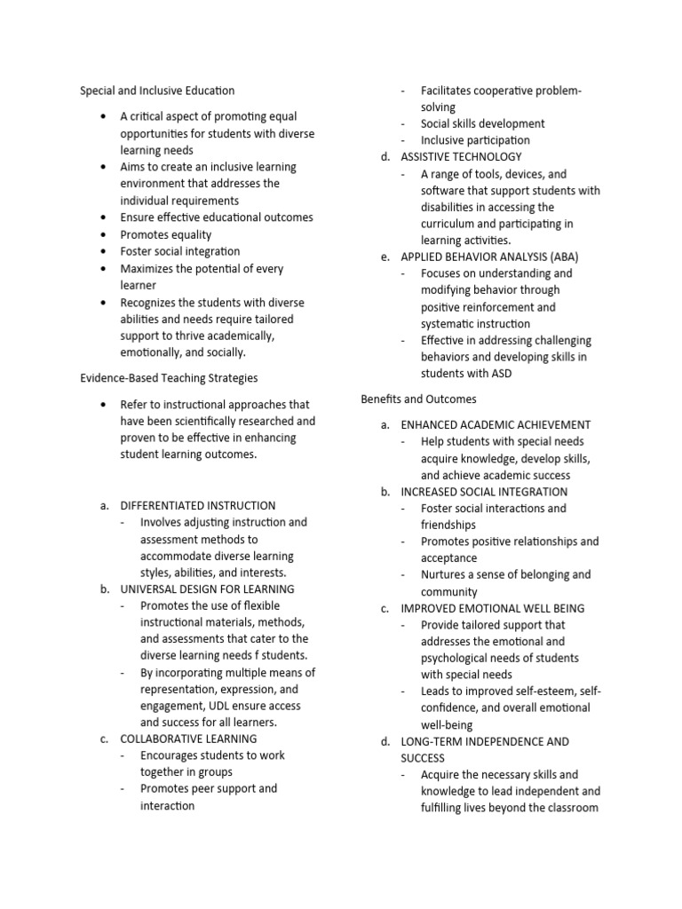 Special And Inclusive Education Pdf Learning Inclusion Education