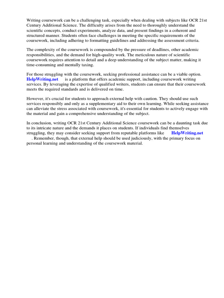 Ocr 21st Century Additional Science Coursework Grade Boundaries | PDF | Vocational Education ...