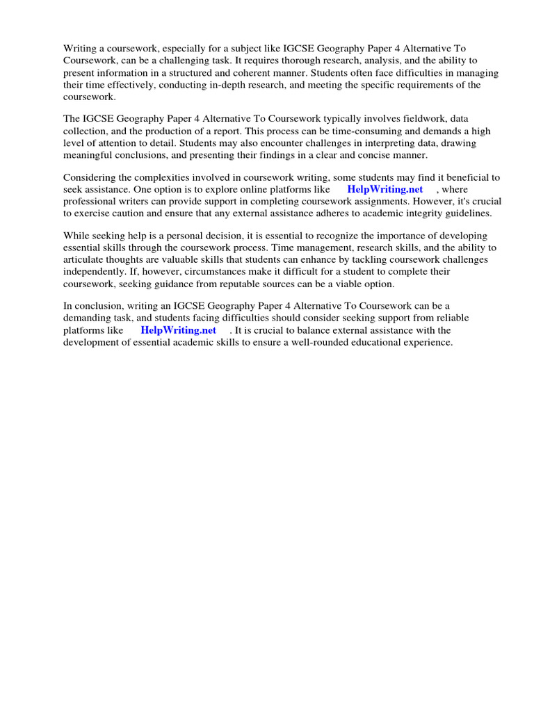 Igcse Geography Paper 4 Alternative To Coursework Pdf Geography Methodology