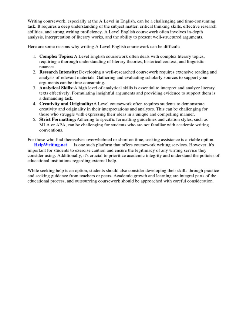 A Level English Coursework Examples | PDF | Essays | Creativity