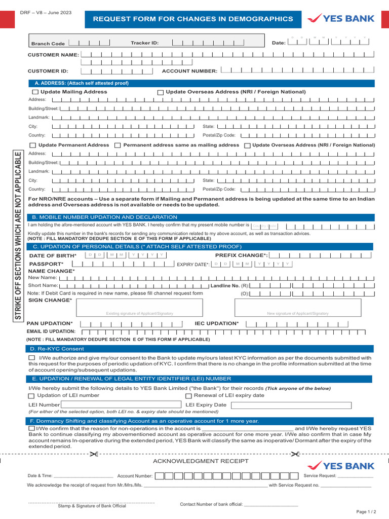 Yes Bank Changes in Demographics June-2023 | PDF | Authentication | Banks