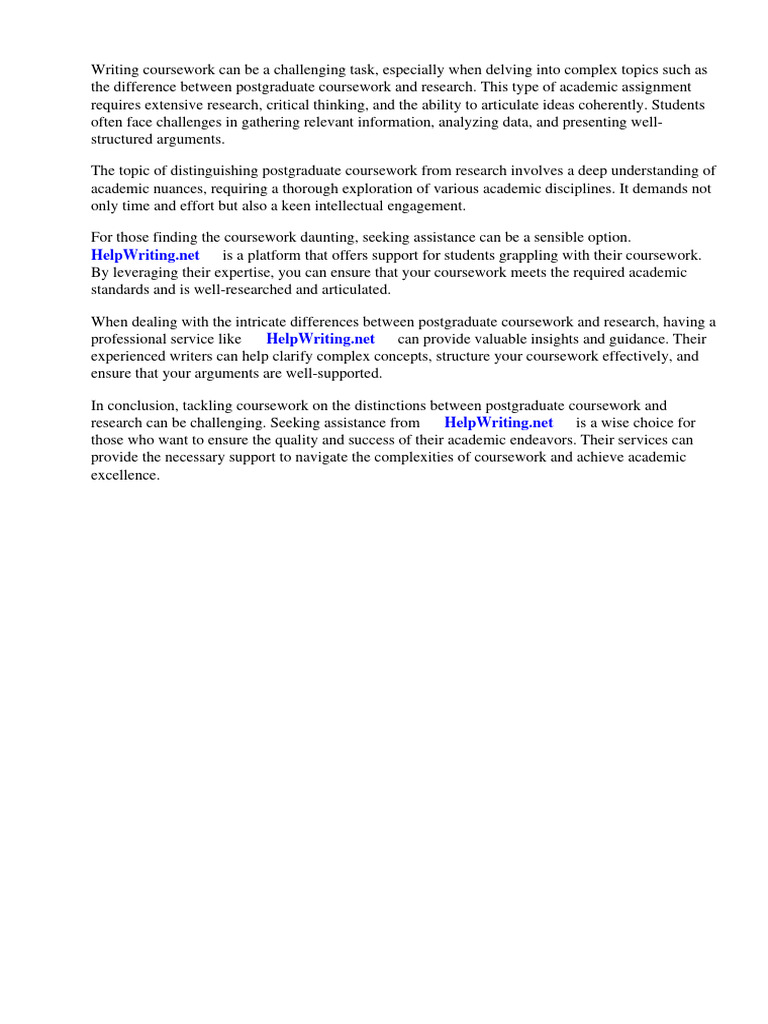 What Is The Difference Between Postgraduate Coursework and Research | PDF