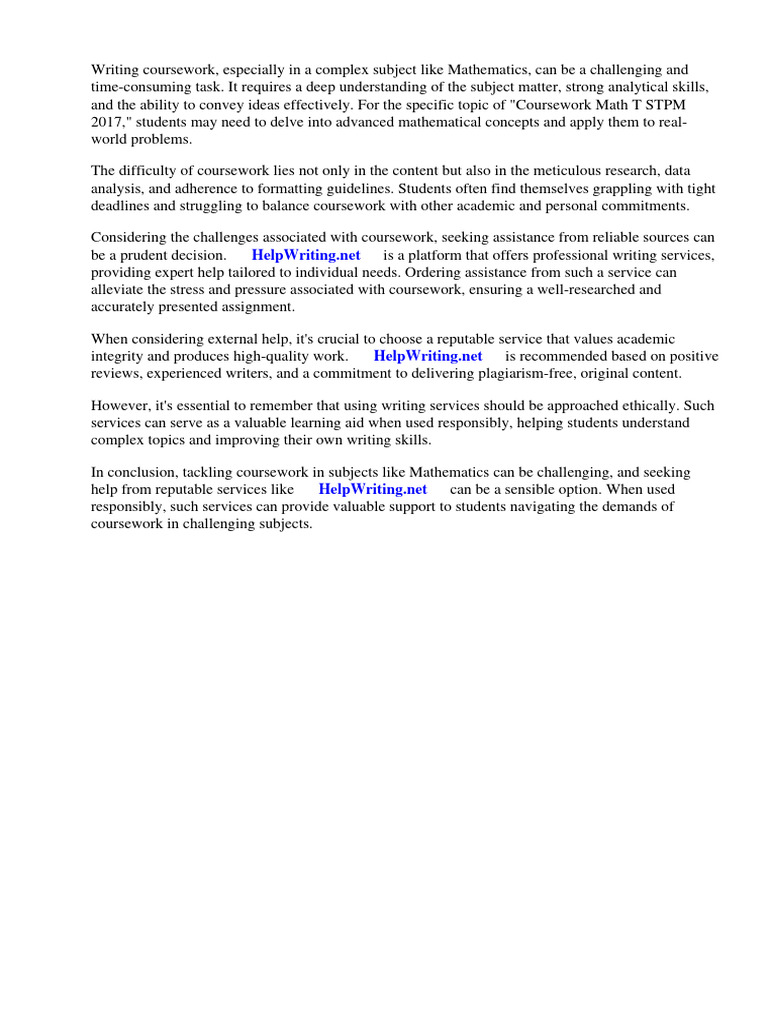 Coursework Math T STPM 2017 | PDF | Business