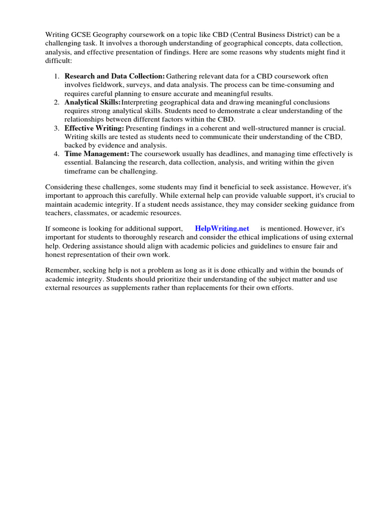 Gcse Geography Coursework CBD | PDF | Career & Growth | Business