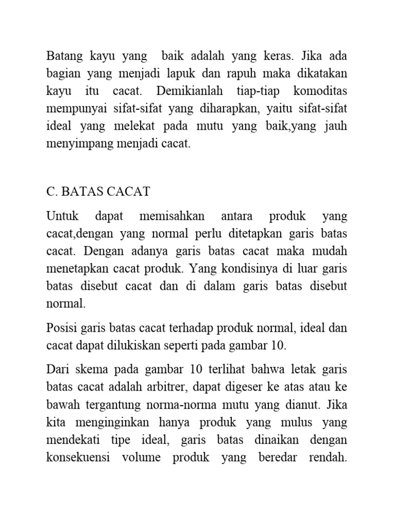Batas Cacat dan Penyebab Cacat Produk | PDF