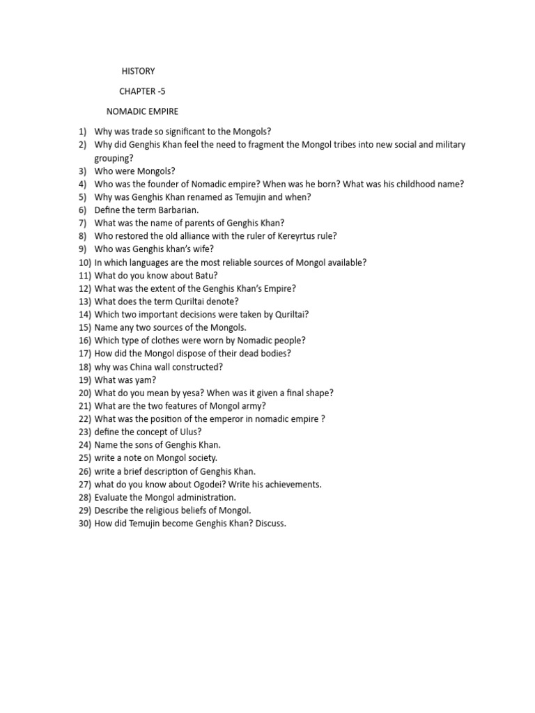 Nomadic Empire Questions | PDF | Politics