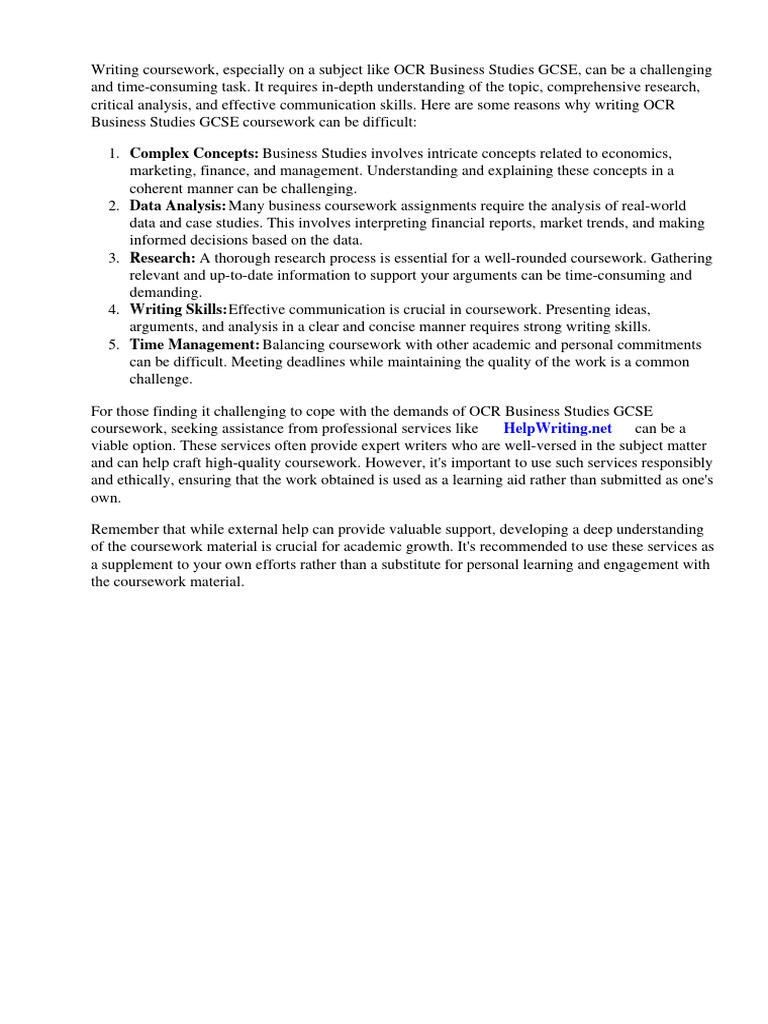 Ocr Business Studies Gcse Coursework | PDF | Linked In | Facebook