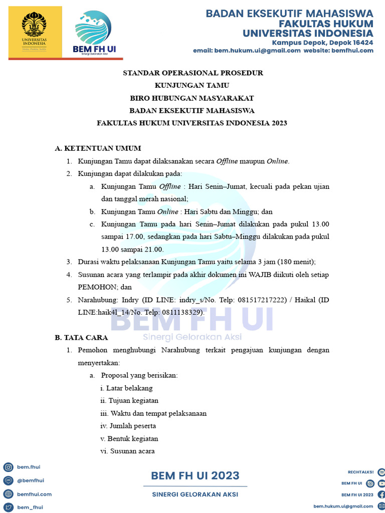SOP Kuntam BEM FH Ui 2023 | PDF