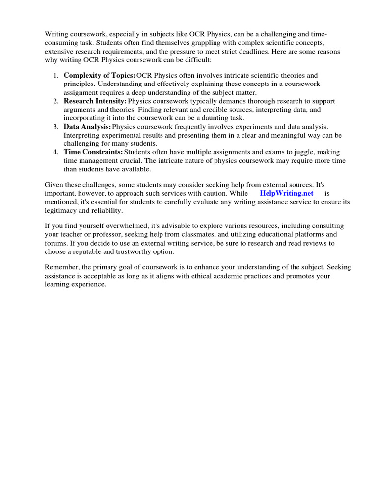 OCR Physics Coursework Challenges | PDF | Facebook | Linked In