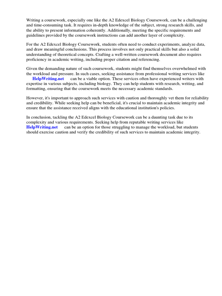 A2 Edexcel Biology Coursework Exemplar | PDF | Gel Electrophoresis | Demand