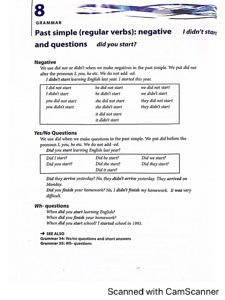 Past Simple Regular Verbs Negative and Q | PDF