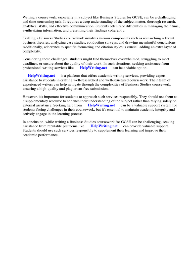 Business Studies Coursework Gcse | PDF