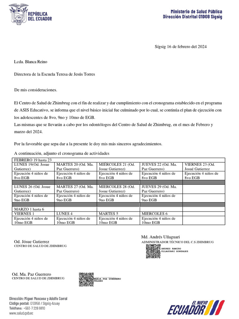Oficio Escuela de Zhimbrug Final-Signed | PDF