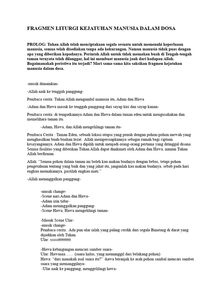 Fragmen Liturgi Kejatuhan Manusia Dalam Dosa | PDF