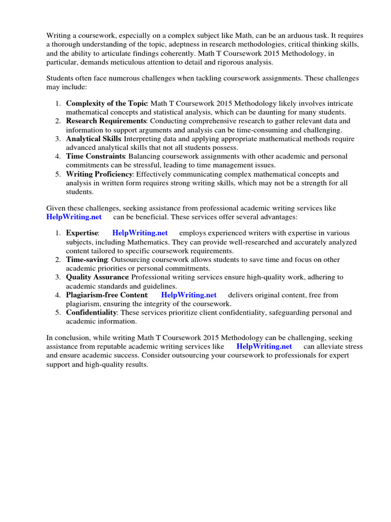 Math T Coursework 2015 Methodology | PDF | Mathematics | Methodology
