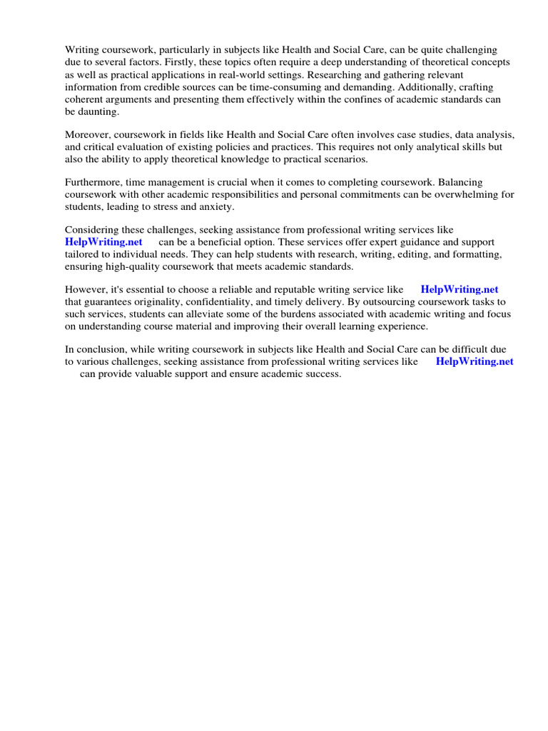 Health & Social Care Coursework Help | PDF | Social Work