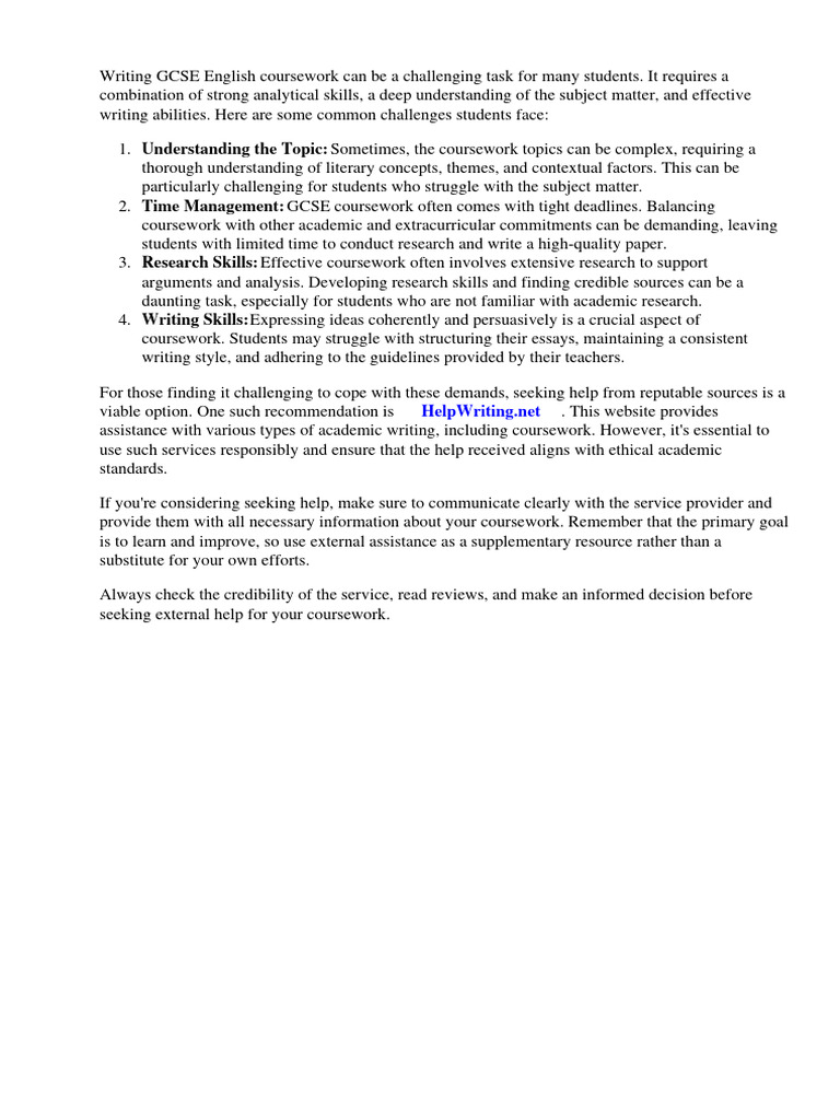 Gcse English Coursework Tips | PDF | Credibility | Essays