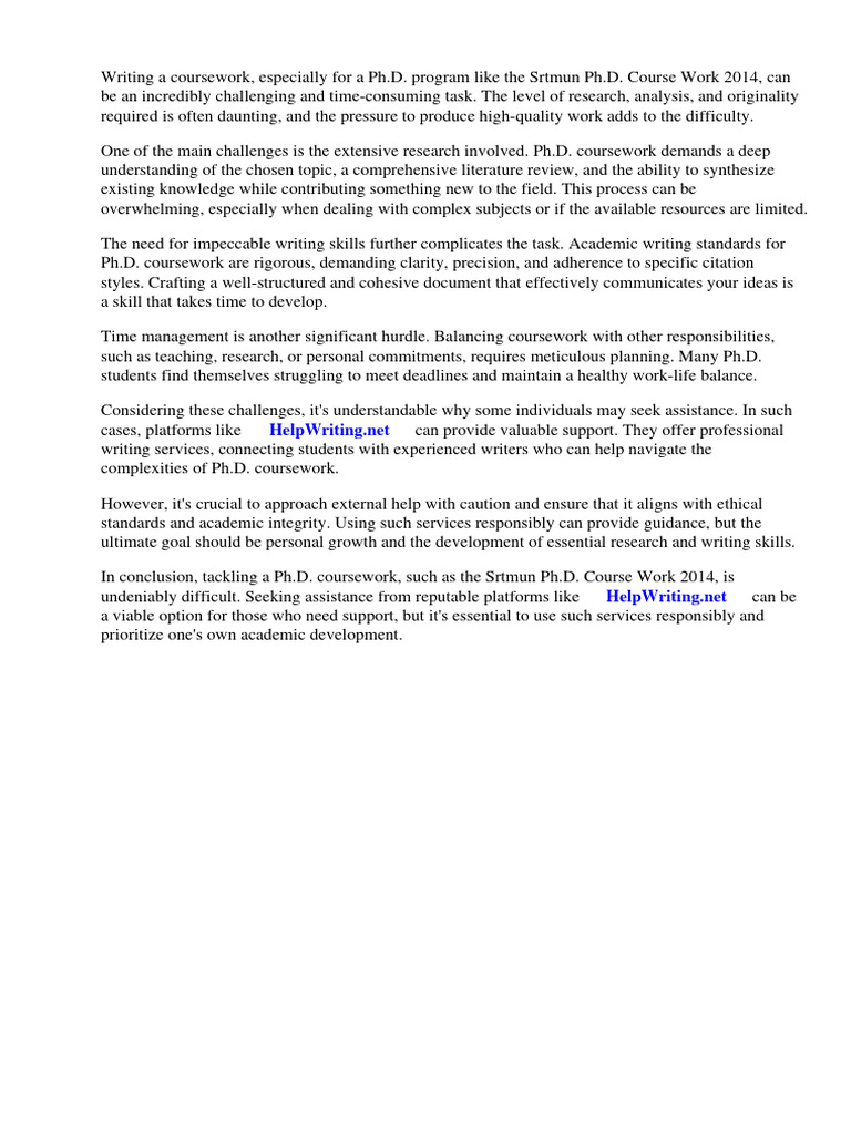 Srtmun PHD Course Work 2014 | PDF | University And College Admission ...