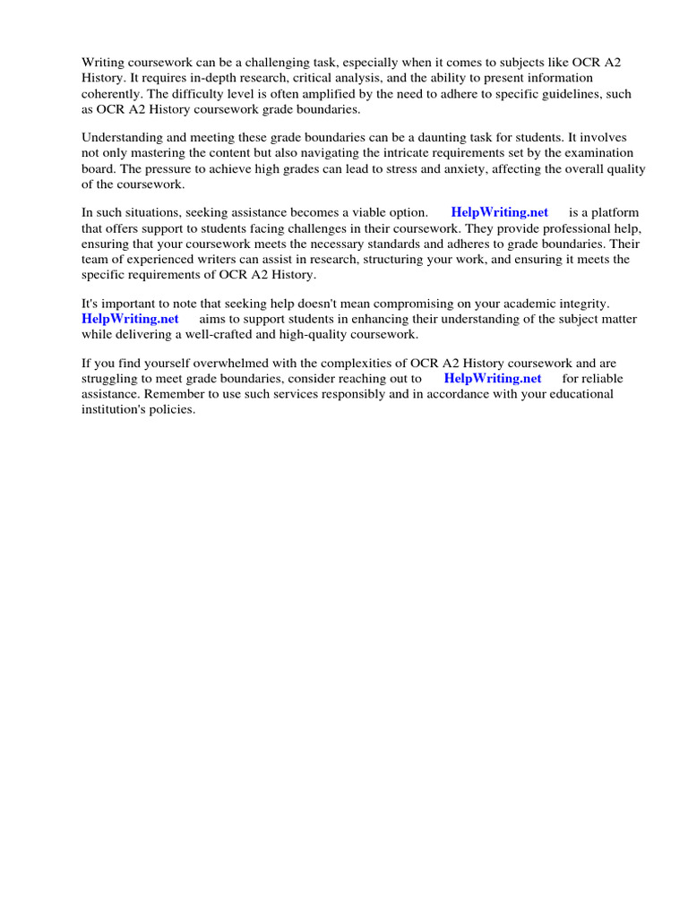 Ocr A2 History Coursework Grade Boundaries | PDF | Gce Advanced Level ...