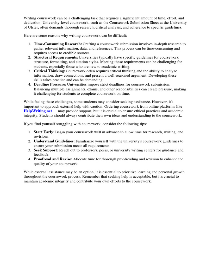 Coursework Submission Sheet University of Ulster | PDF | Critical ...