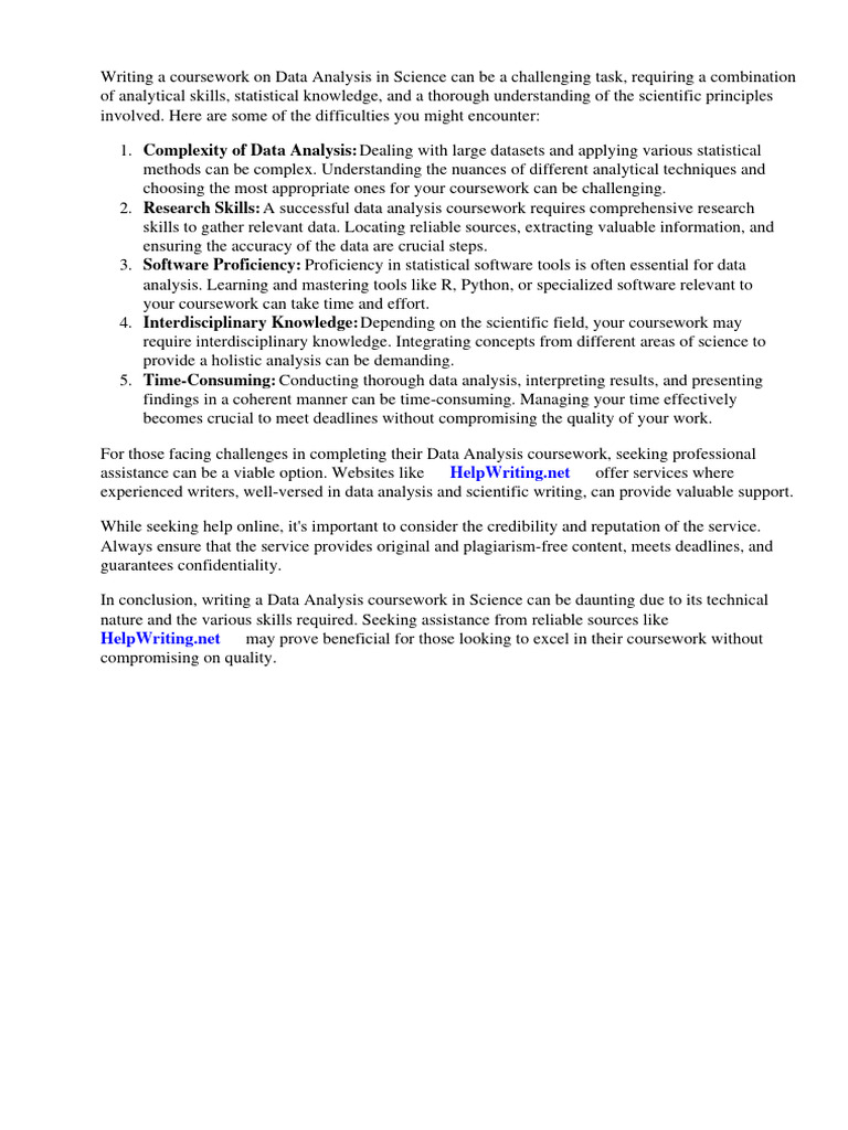 Data Analysis Coursework in Science | PDF | Data | Data Analysis