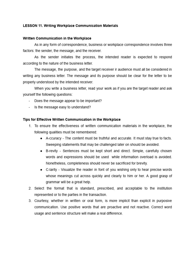 Effective Workplace Communication Guide | PDF | Memorandum | Communication