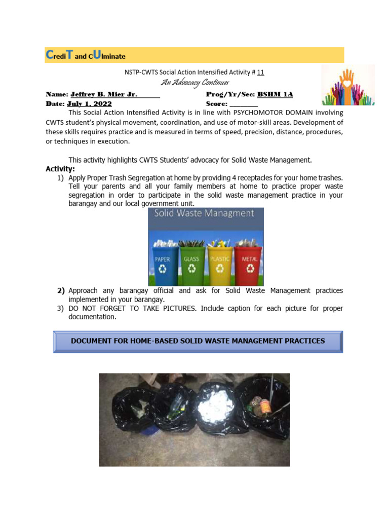 Learning Activity For Module 7 - Environment - Jeffrey B. Mier Jr. BSHM 1a | PDF | Waste ...