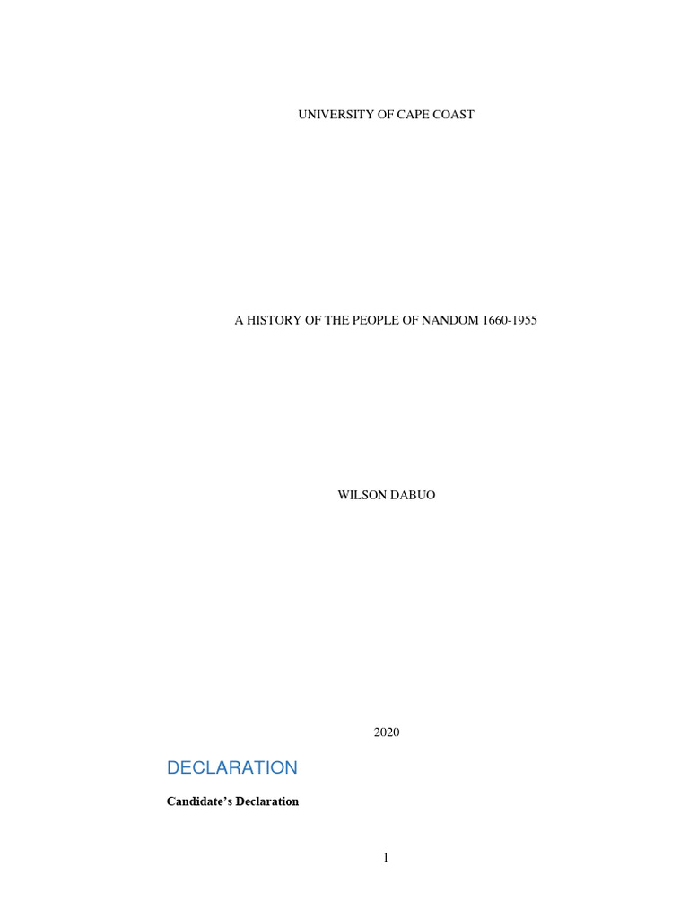 A History of The People of Nandom 1660-1955 | PDF | Slavery | Colonialism