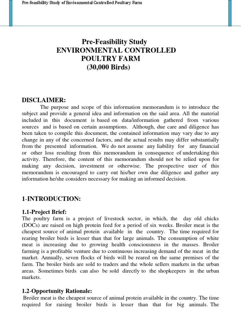 Pre Feasibility Report | PDF | Poultry Farming | Balance Sheet