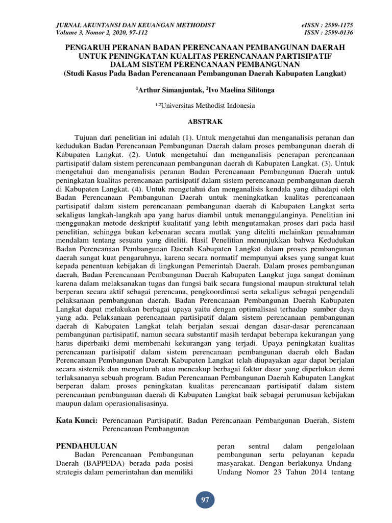 Peran Bappeda Langkat dalam Perencanaan Partisipatif | PDF