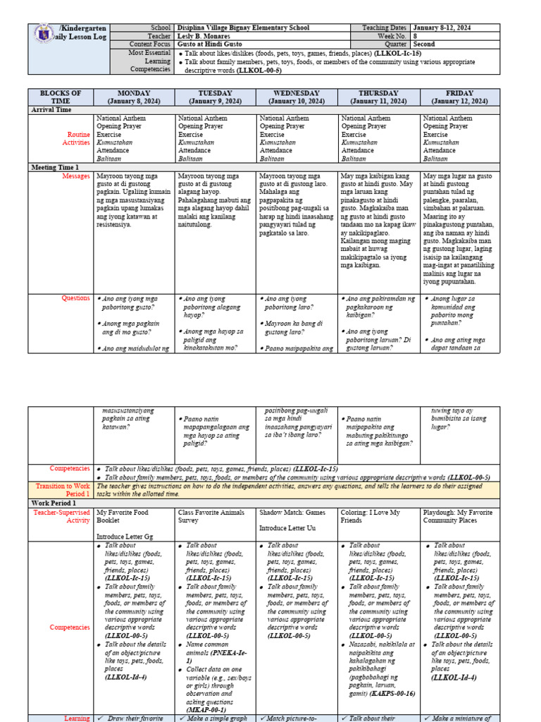 DLL Kinder 2023-2024 | PDF