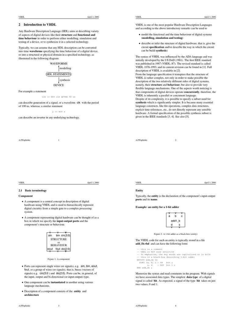 VHDL Intro | PDF