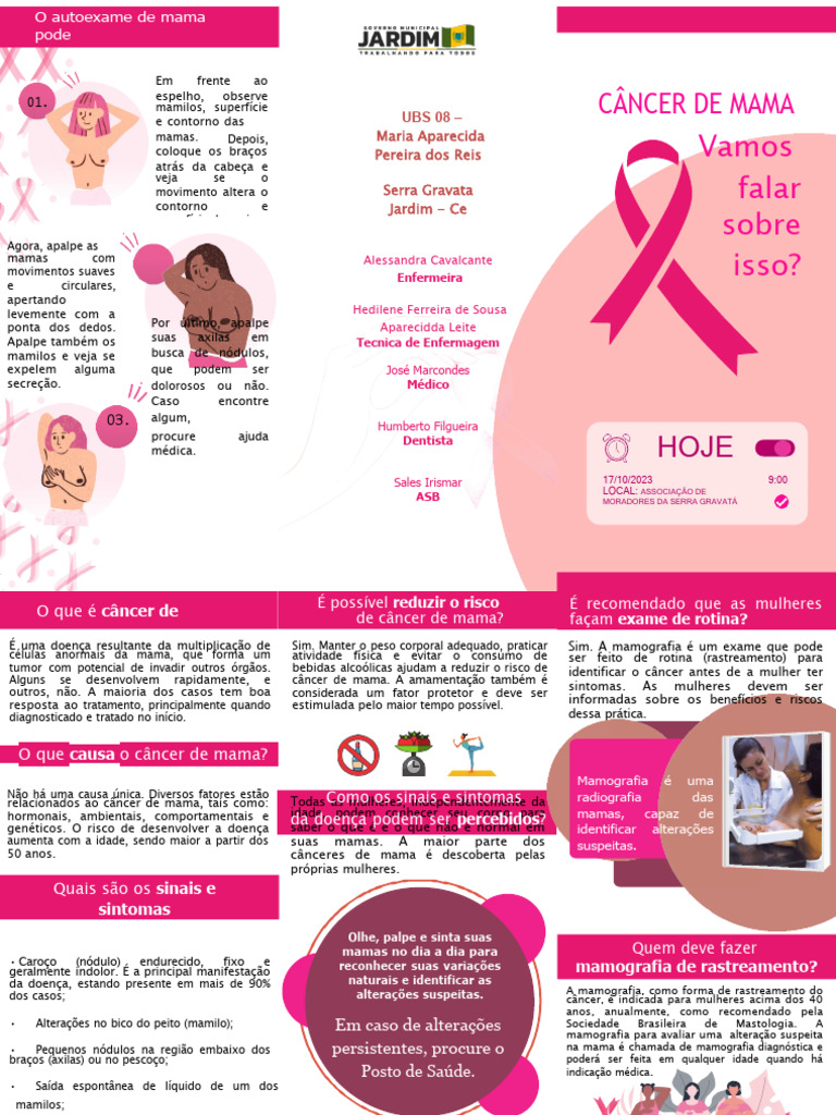 OUTUBRO ROSA PSF 08 Panfleto | PDF | Câncer de mama | Seio