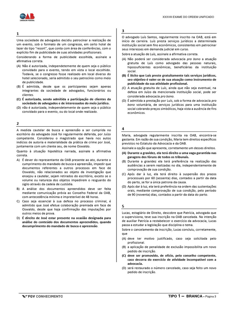 Análise do XXXVIII Exame da OAB | PDF | Advogado | Impostos