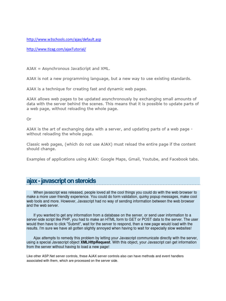 Ajax 1 | PDF | Ajax (Programming) | World Wide Web