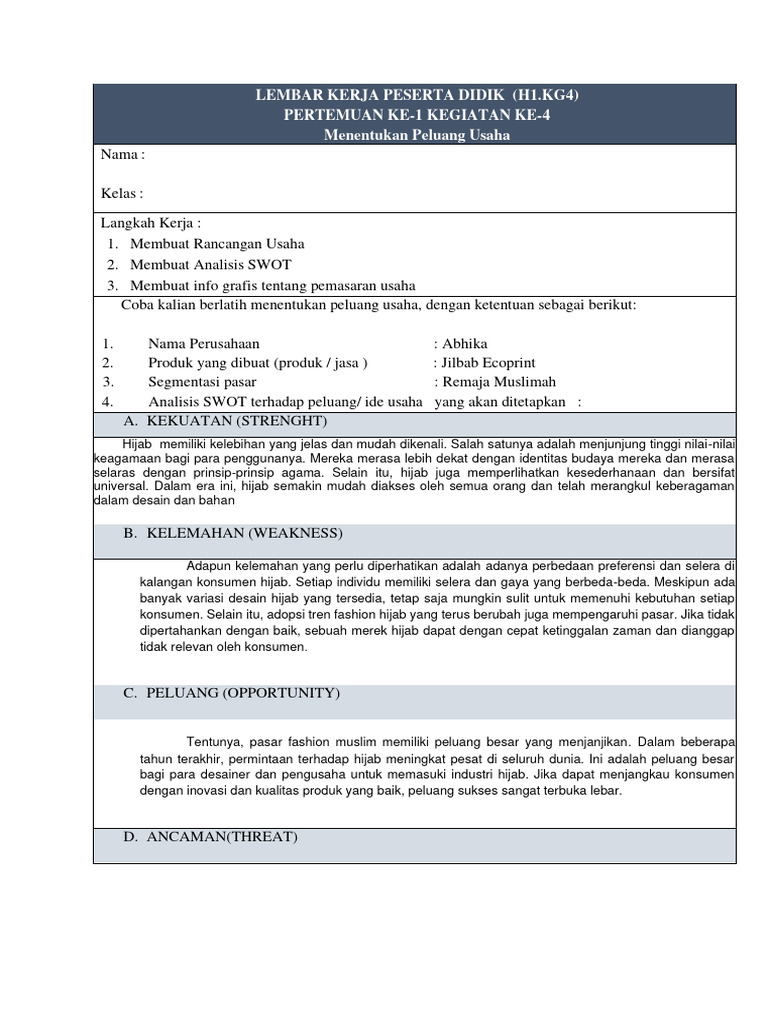 Contoh Rancangan Usaha | PDF