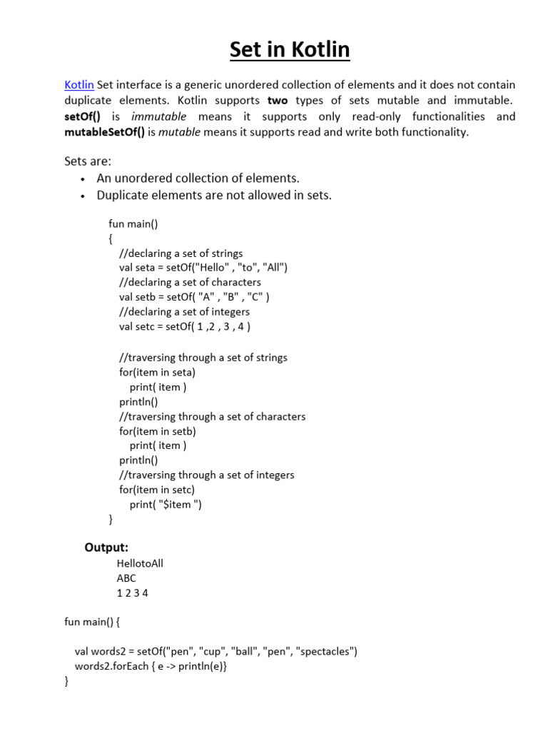 Set in Kotlin | PDF