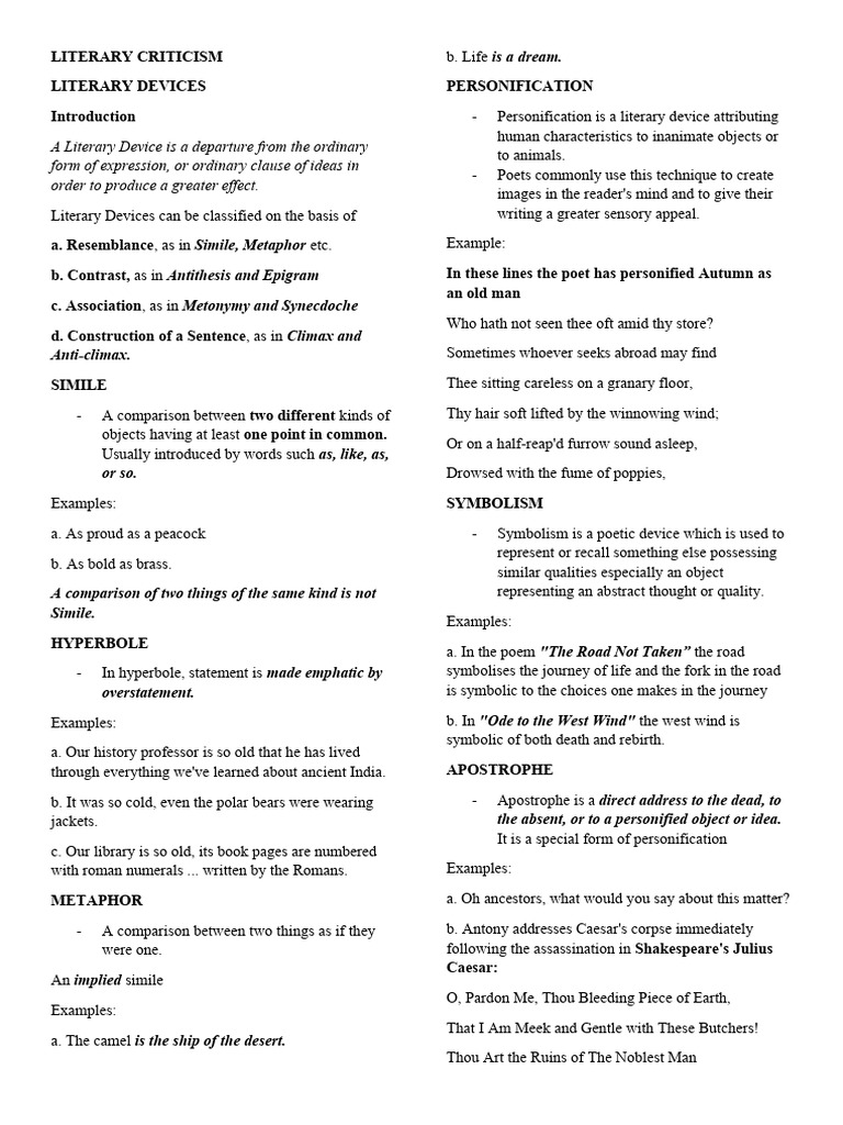 Literary Devices | PDF | Poetry | Metaphor